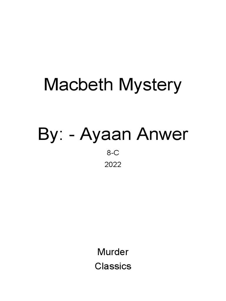 Murder Mystery | PDF | Macbeth