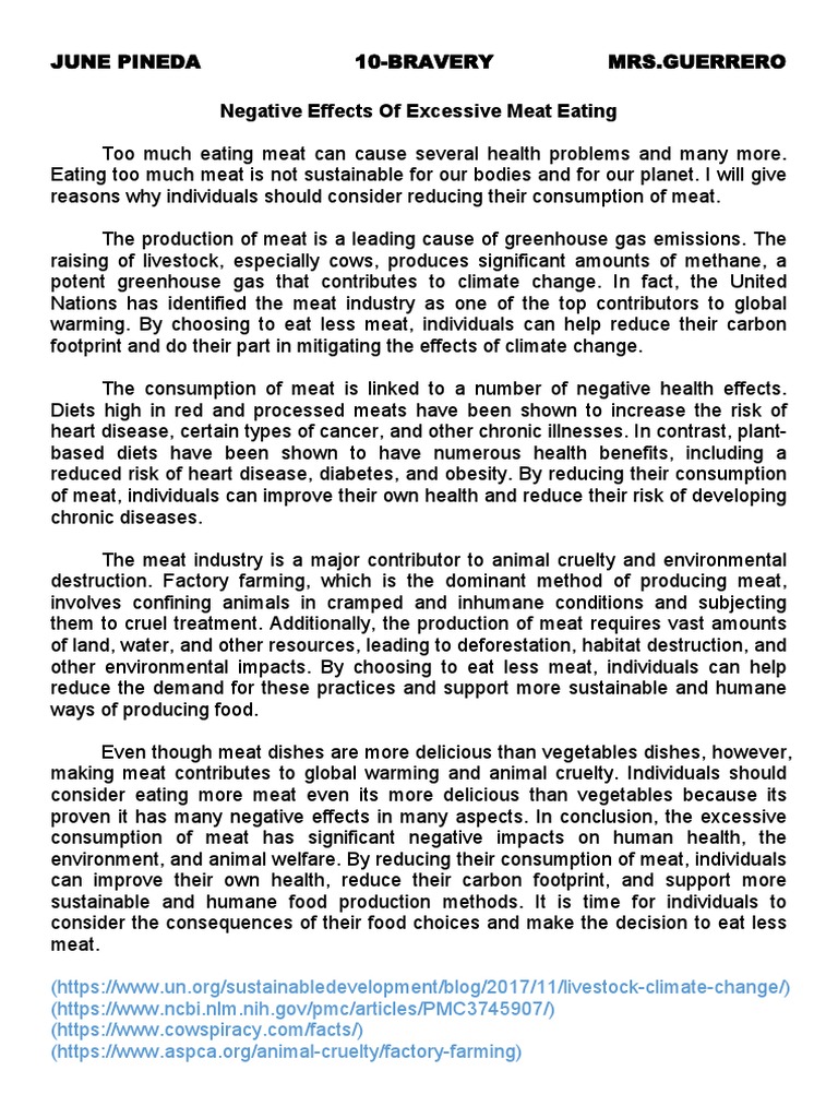 Argumentative Essay | PDF | Meat | Climate Change