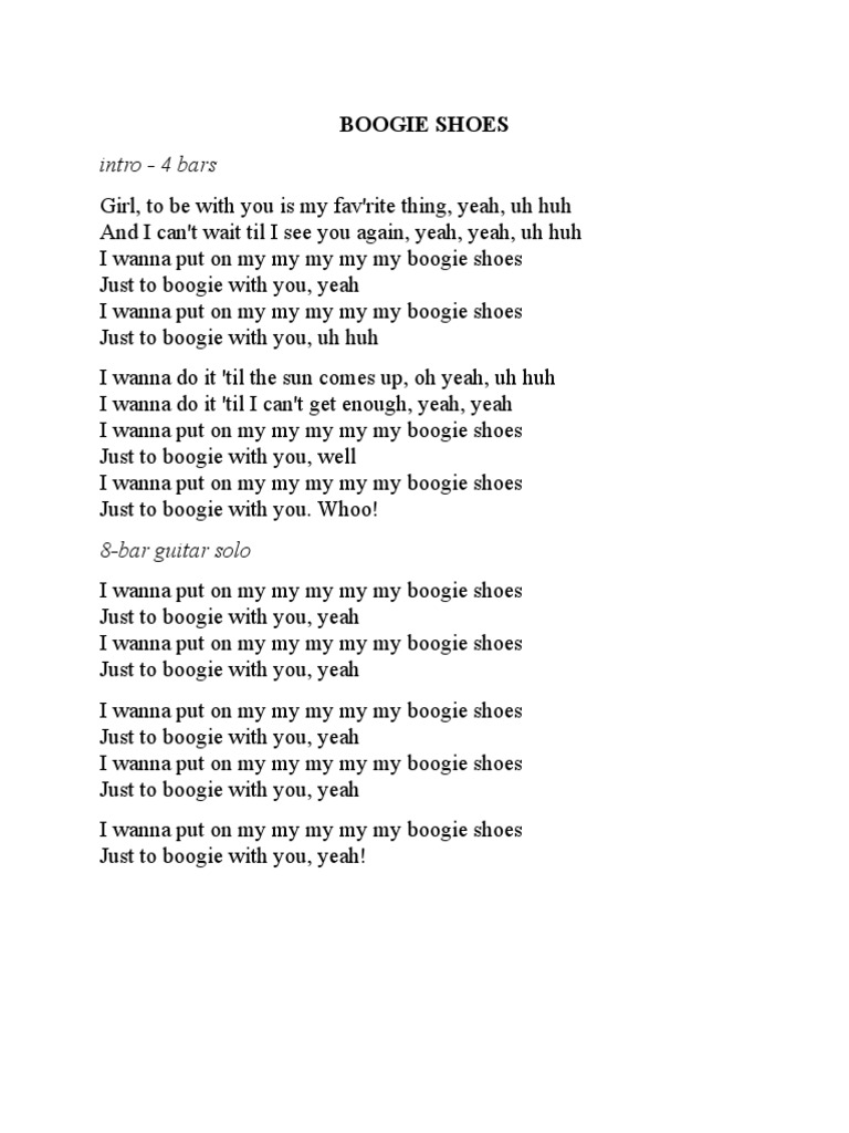 Boogie Shoes Lyrics | PDF
