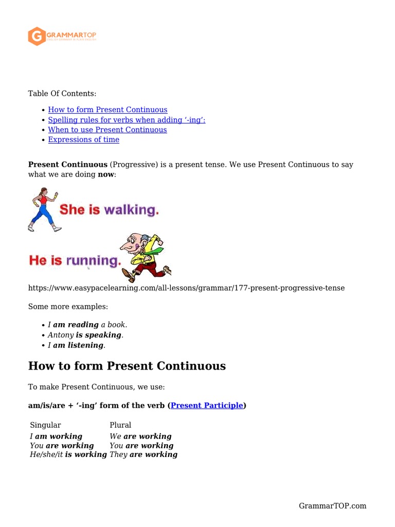Present Continuous - Statements EMMA | PDF | Verb | Consonant