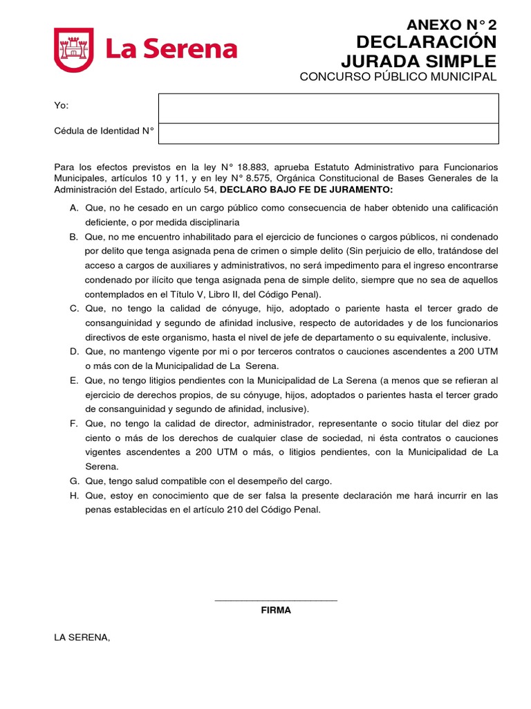 Anexo N2 Declaracion | PDF | Derecho penal | Castigos