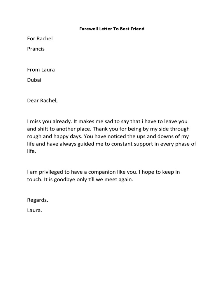 Farewell Letter To Best Friend | PDF