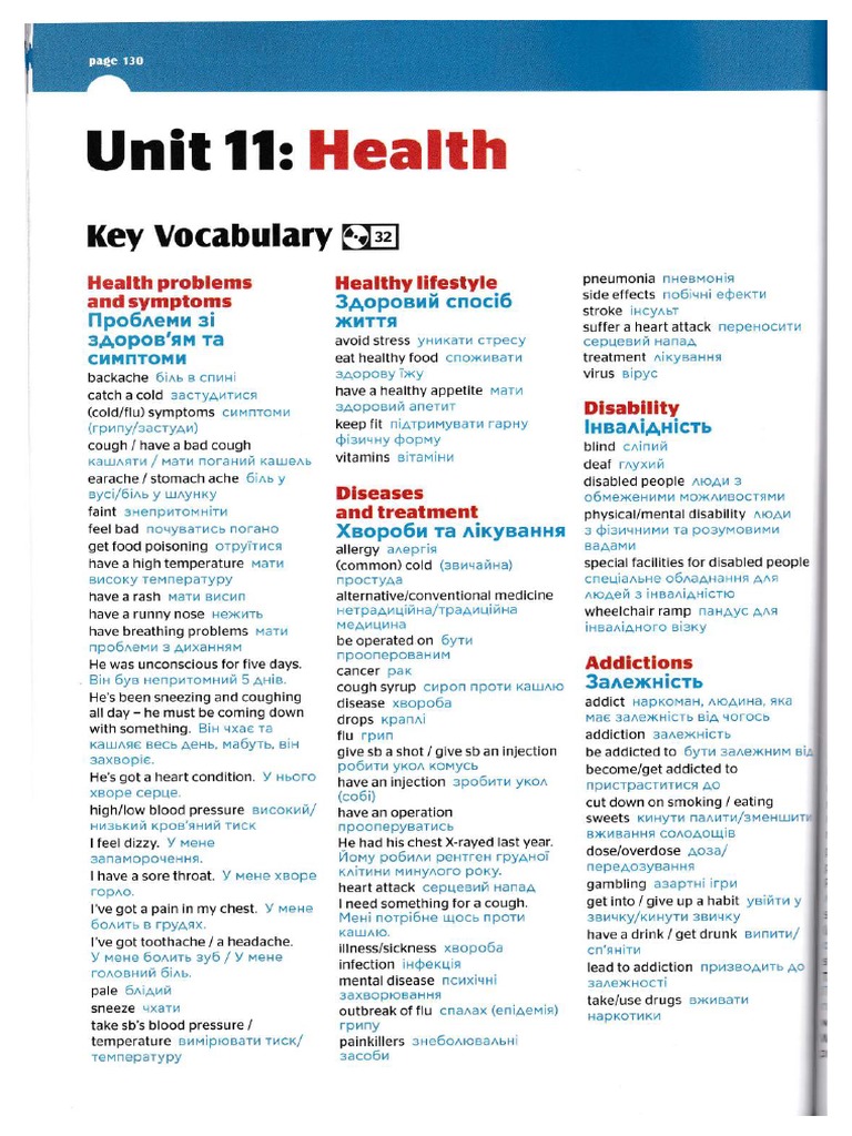 Vocabulary. Health | PDF