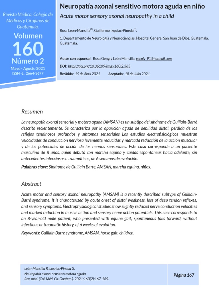 363 - Neuropatía Axonal Sensitivo Motora Aguda - v160i2-LO-V001 | PDF ...