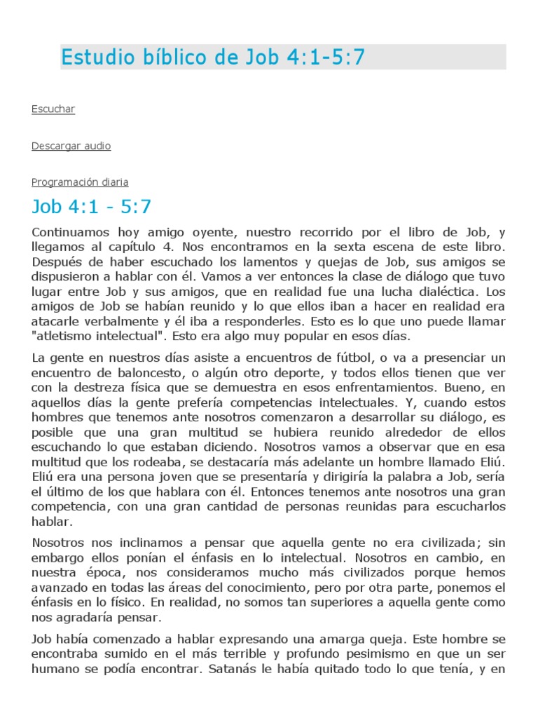 Estudio Bíblico de Job 4 | PDF | Libro de trabajo | Intercesión