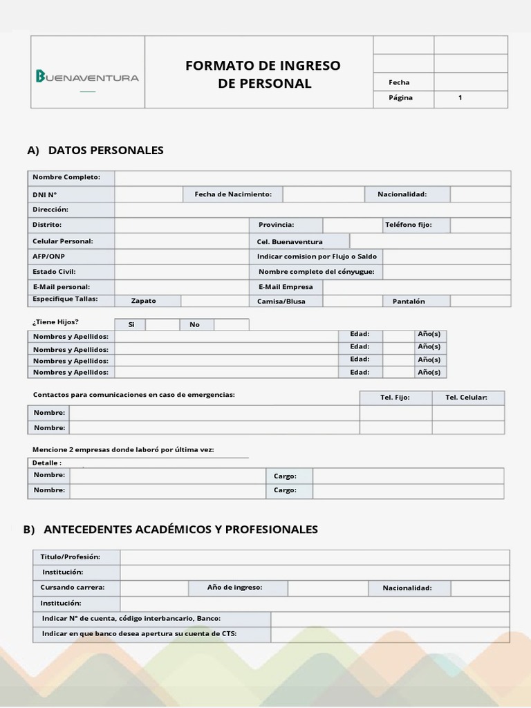 Formato Ingreso Personal 1.-1 | PDF | Economias | Business