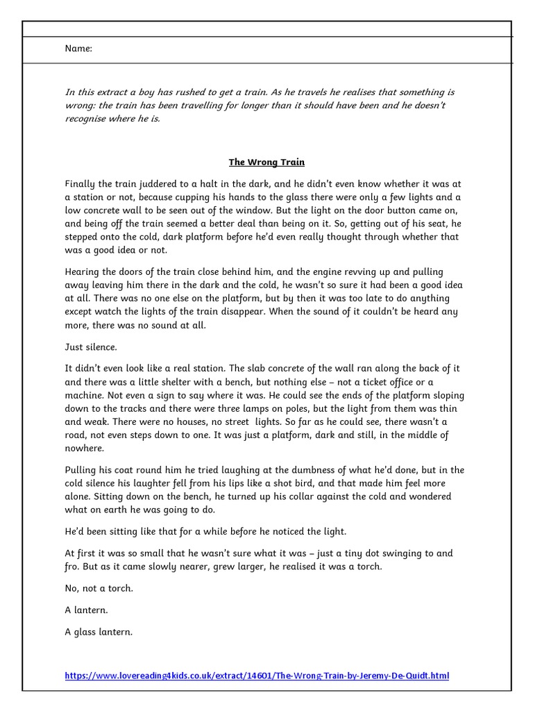 The Wrong Train Questions | PDF