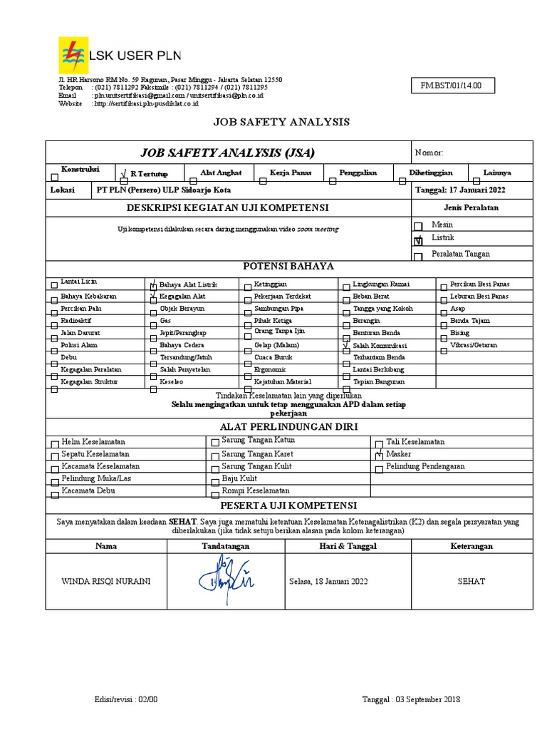 Job Safety Analysis | PDF