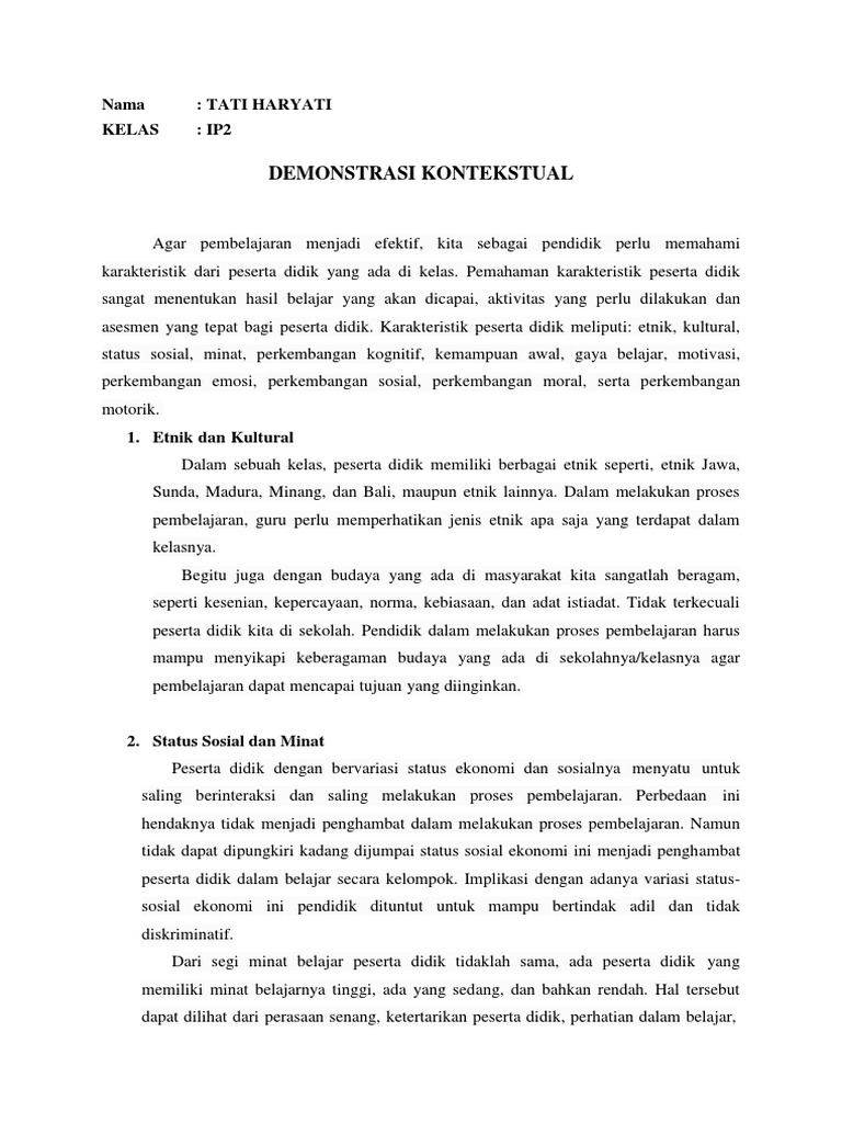 Demonstrasi Kontekstual TOPIK 3 PPDP | PDF | Karier & Perkembangan | Sains & Matematika