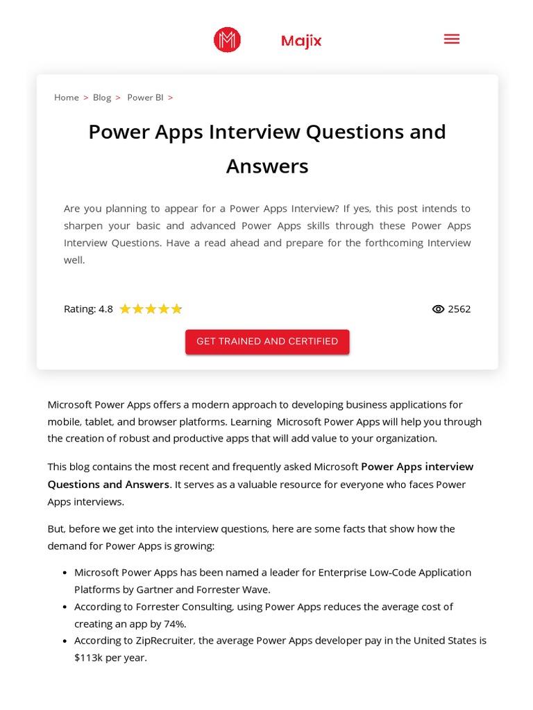 Top 40 Power Apps Interview Questions & Answers 2022 | PDF | Mobile App ...