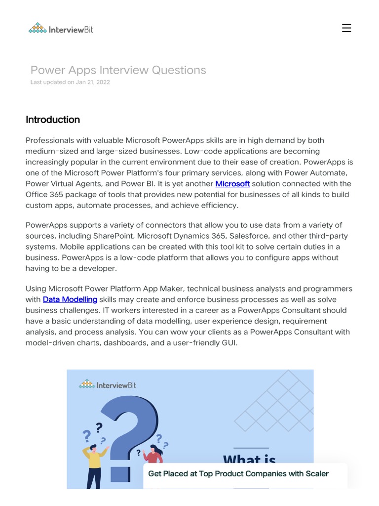 Top Power Apps Interview Questions (2022) - InterviewBit | PDF | Mobile ...