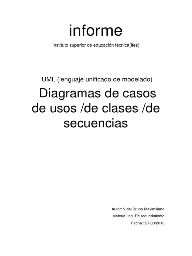 Informe DIAGRAMAS | Descargar gratis PDF | Lenguaje de modelado unificado | Objeto (informática)