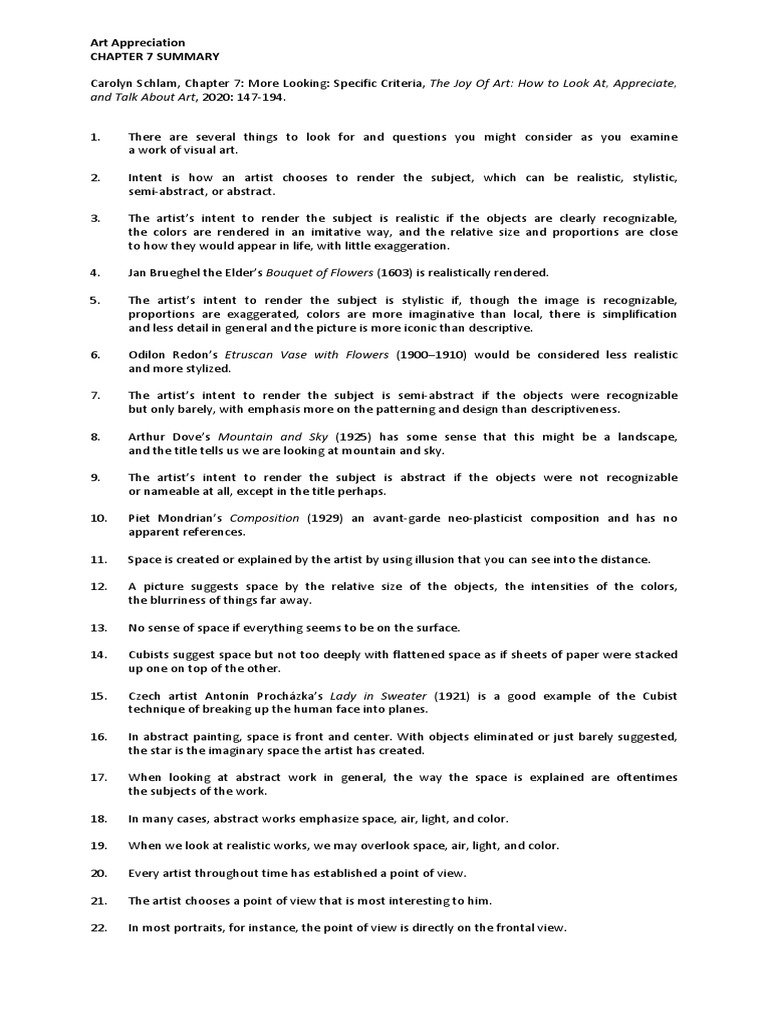 Art Appreciation Chapter 7 Summary | PDF | Paintings | Impressionism