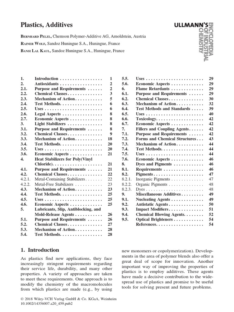Plastics, Additives | PDF | Radical (Chemistry) | Materials Science
