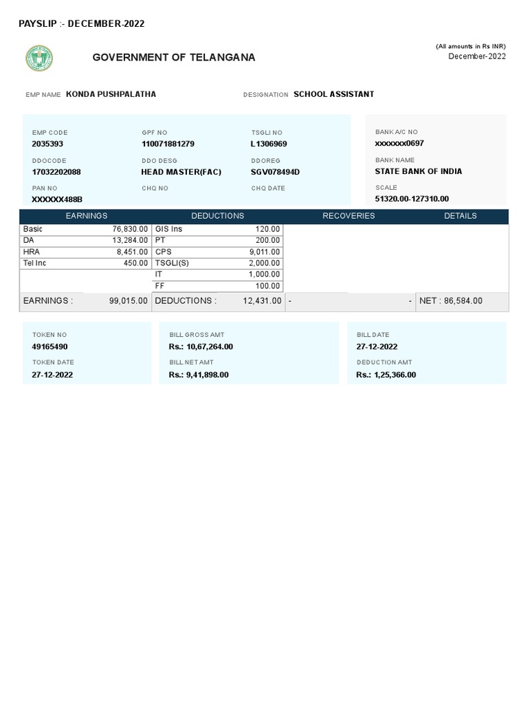 KPL Dec 22 Payslip | PDF