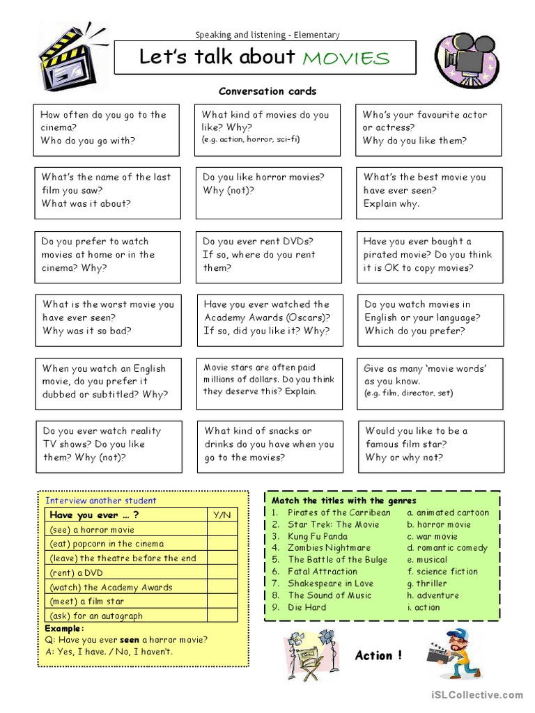 Movie Talk for English Learners | PDF | Action Films | Movie Theater