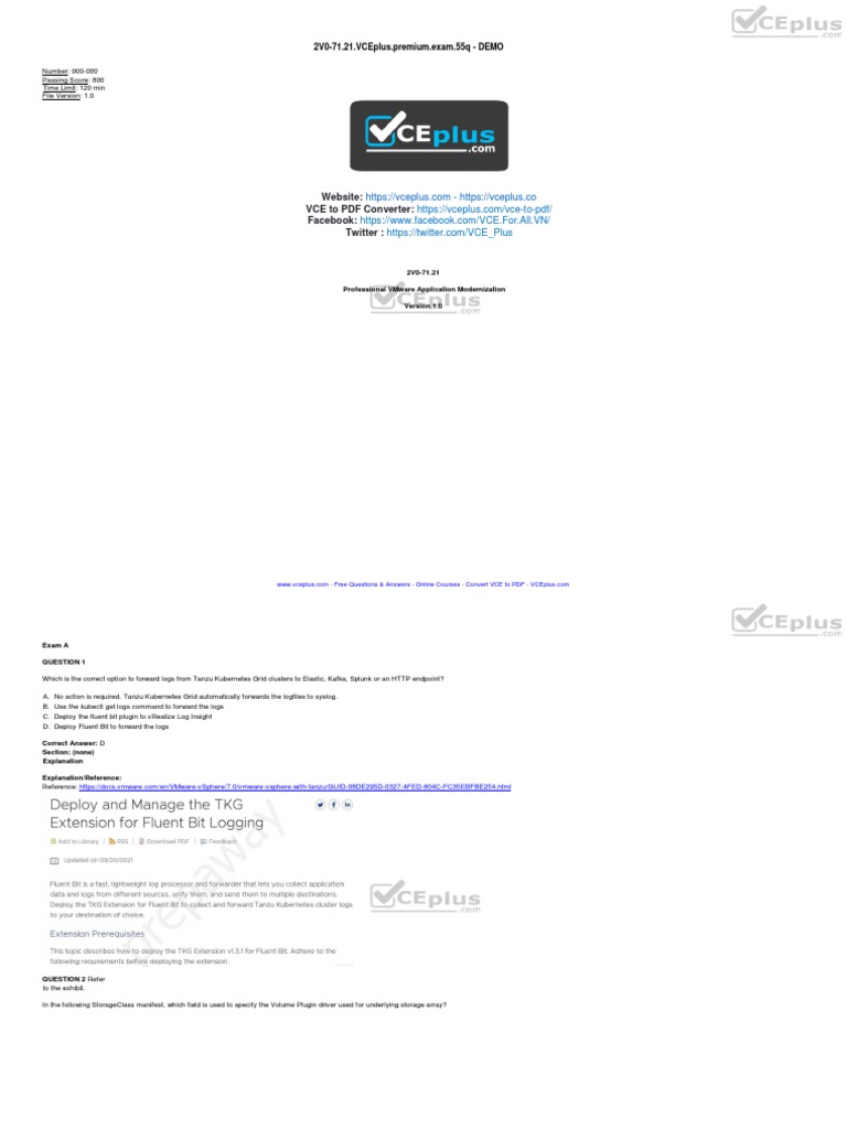 VMware - Pre .2v0-71.21.by .VCEplus.55q-DEMO | PDF | Computer Cluster | Computer Science