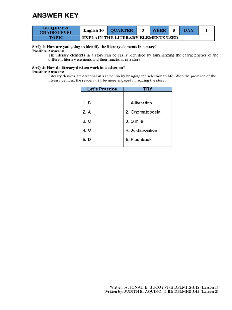 Eng10 q3 w5 Answerkey | Download Free PDF | Accuracy And Precision | Mental Processes