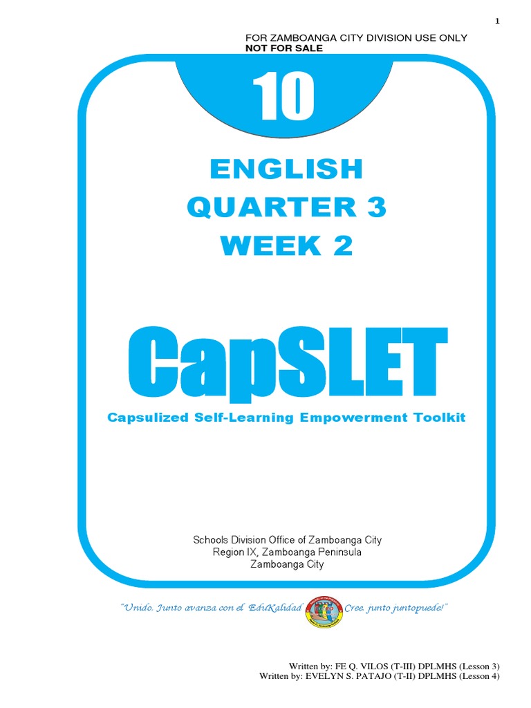 Eng10 Q3 W2 Capslet | PDF | Pronoun | Question
