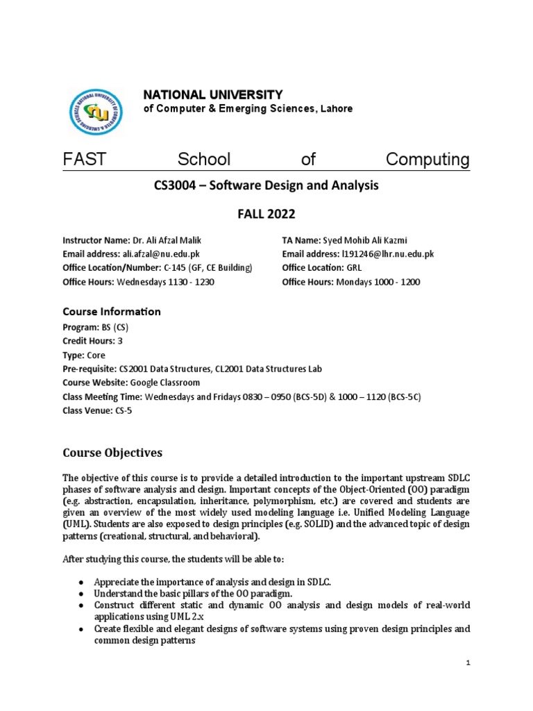 SDAnalysis Detailed Course Outline | PDF | Unified Modeling Language ... SDAnalysis Detailed Course Outline | PDF | Unified Modeling Language ...