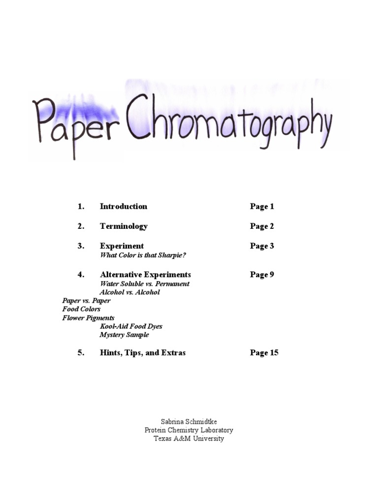 Paper Chromatography Experiment Guide | PDF | Chromatography | Chemical ...