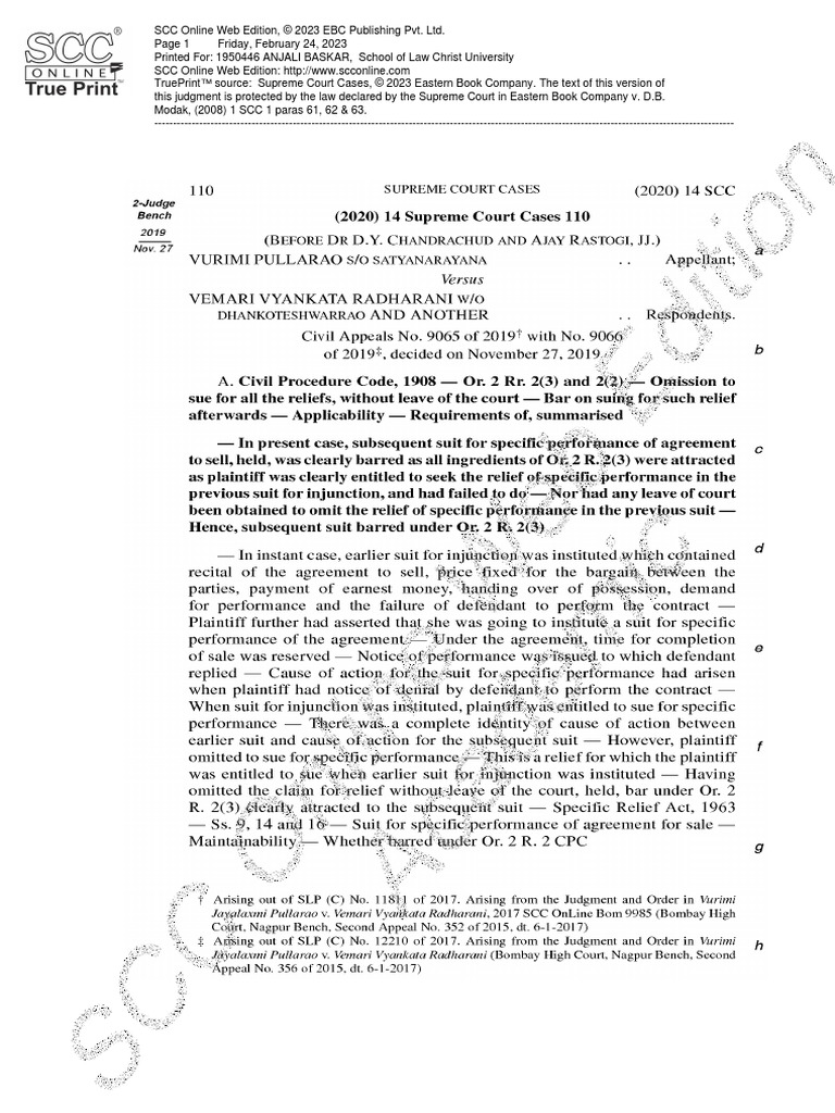 SCC Online Web Edition Legal Text Protected by Copyright | PDF ...