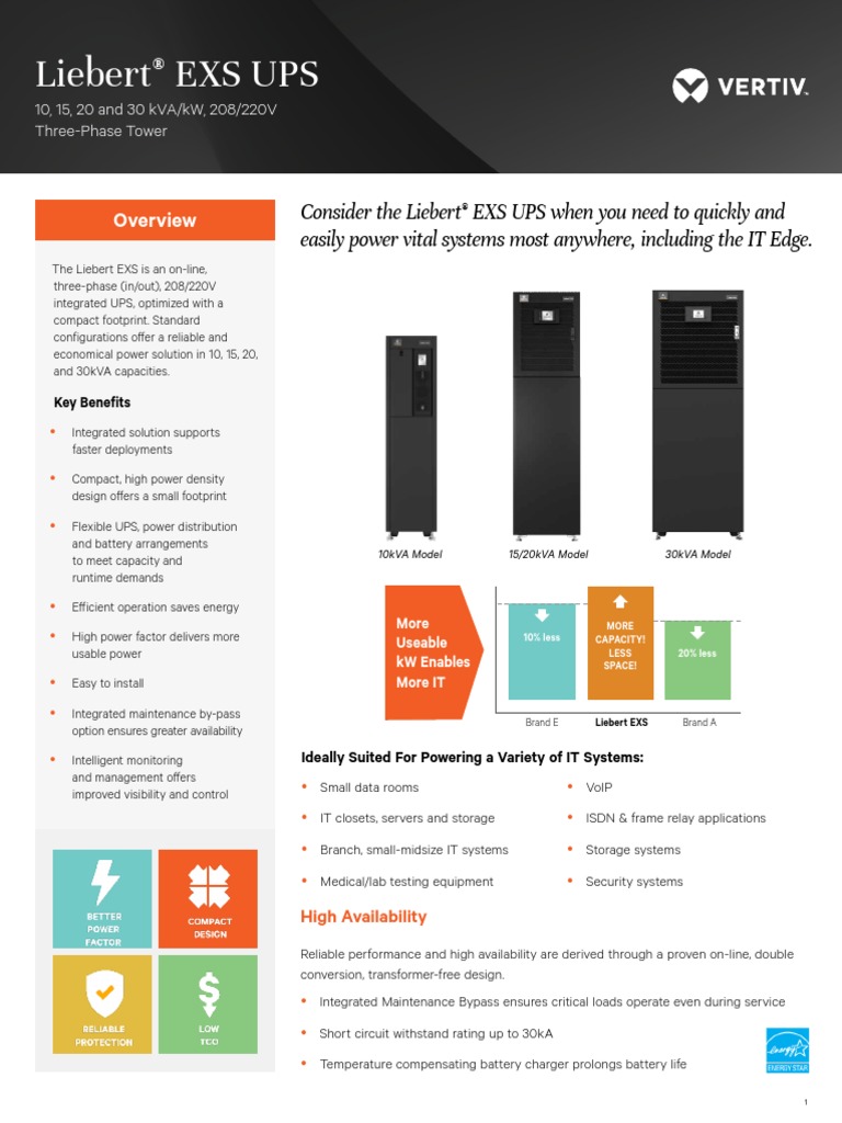 Vertiv Liebert Exs Ups Ds Na en SL 11322 Web - 0 | PDF | Electric Power Distribution | Electricity
