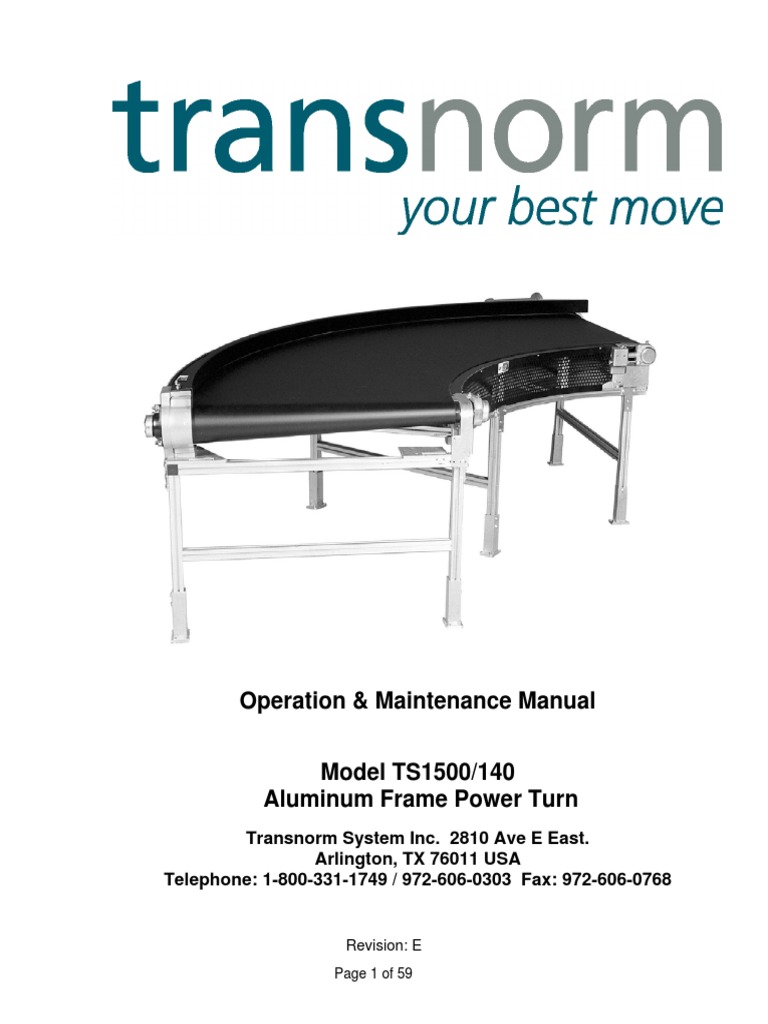 TS1500/140 Power Turn Manual | PDF | Belt (Mechanical) | Equipment