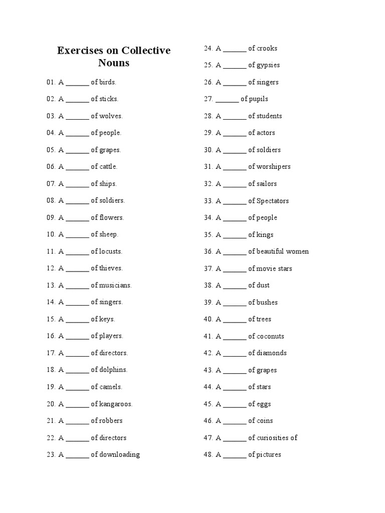 Exercises On Collective Nouns | PDF | Young Adult