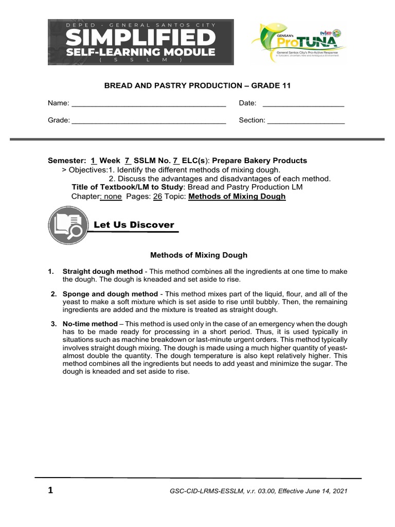 BPP11 Sem 1 SSLM 7 | PDF | Dough | Breads