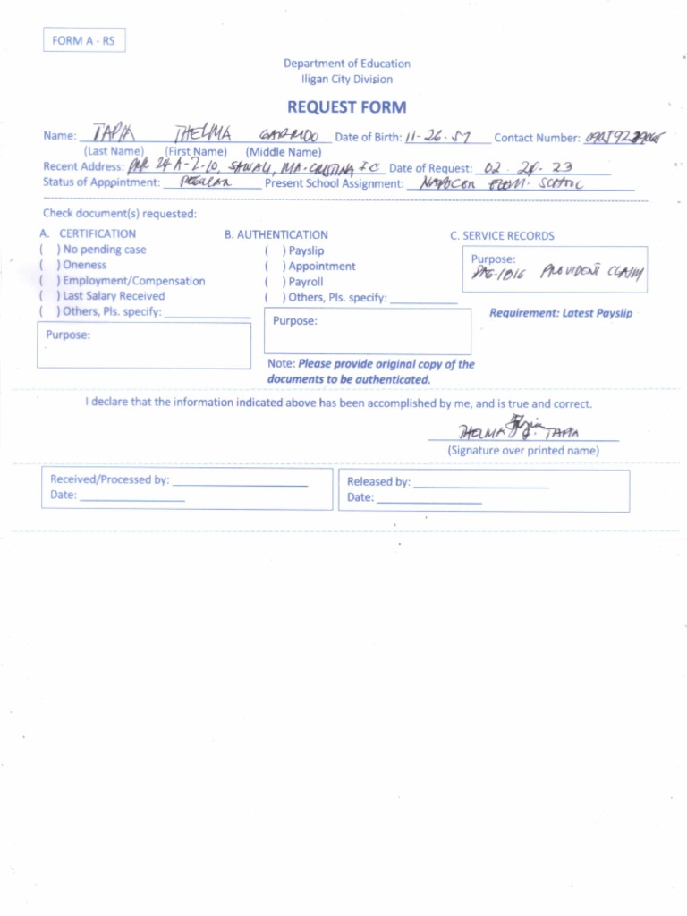 Request Form | PDF