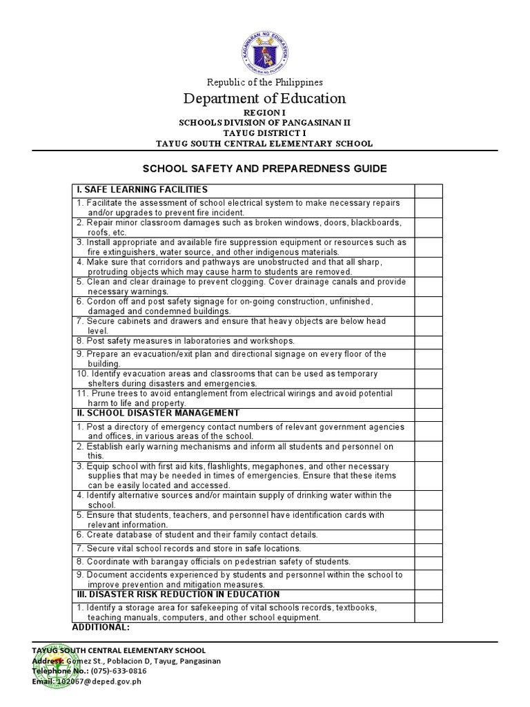DRRM - School Safety and Preparedness Guide | PDF | Emergency ...