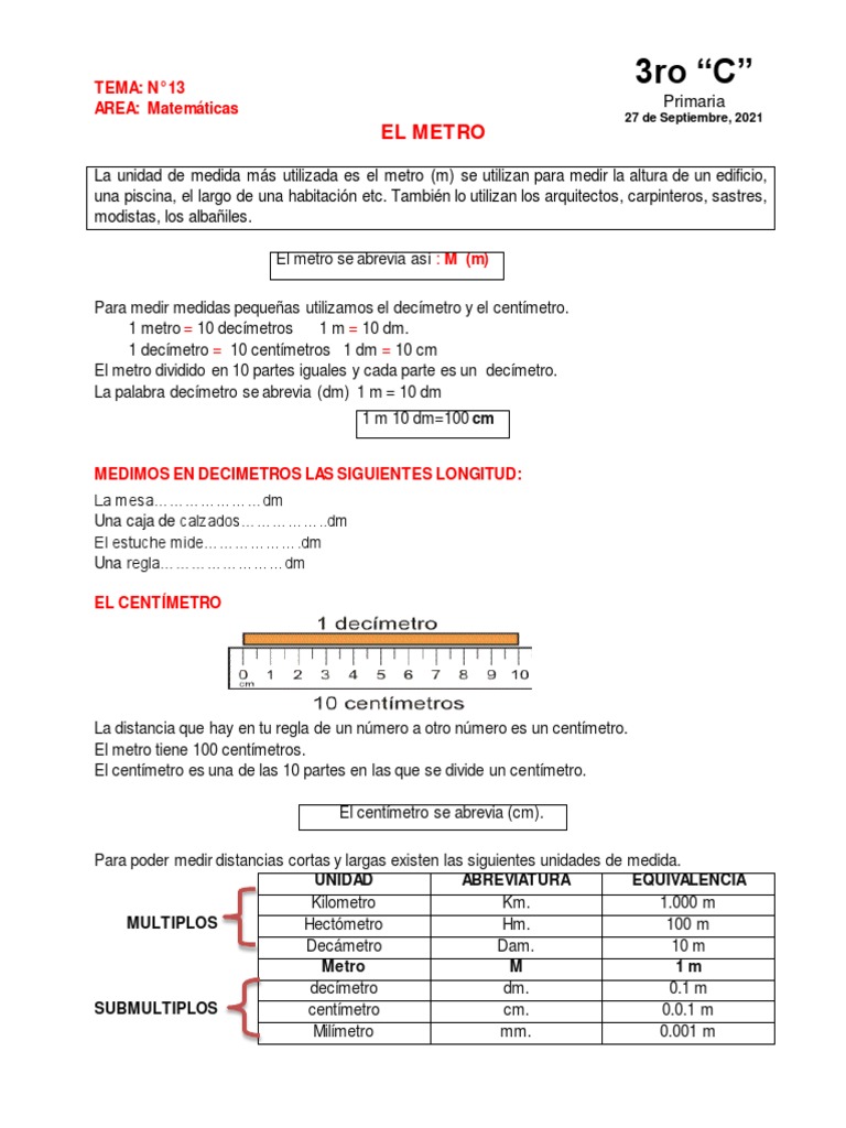 El Metro | PDF | Unidades de medida | Notación