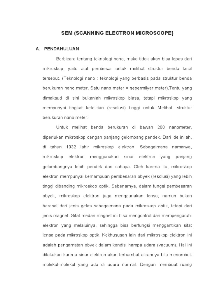 Sem Scanning Electron Microscope | PDF