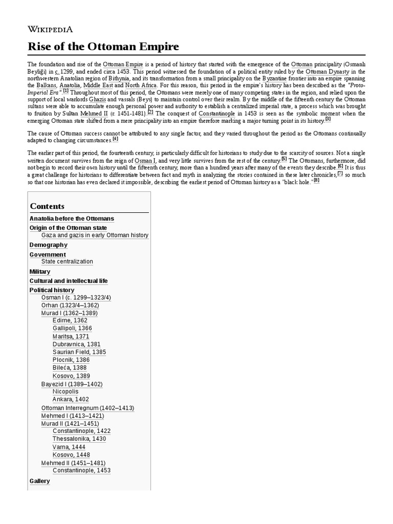 Rise of the Ottoman Empire Overview | PDF | Ottoman Empire | Byzantine ...