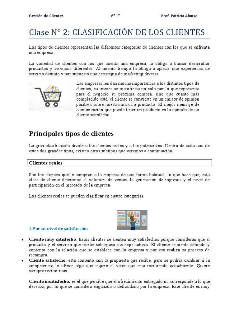 2° Clase CLASIF DE CLIENTES | PDF | Cliente | Marketing