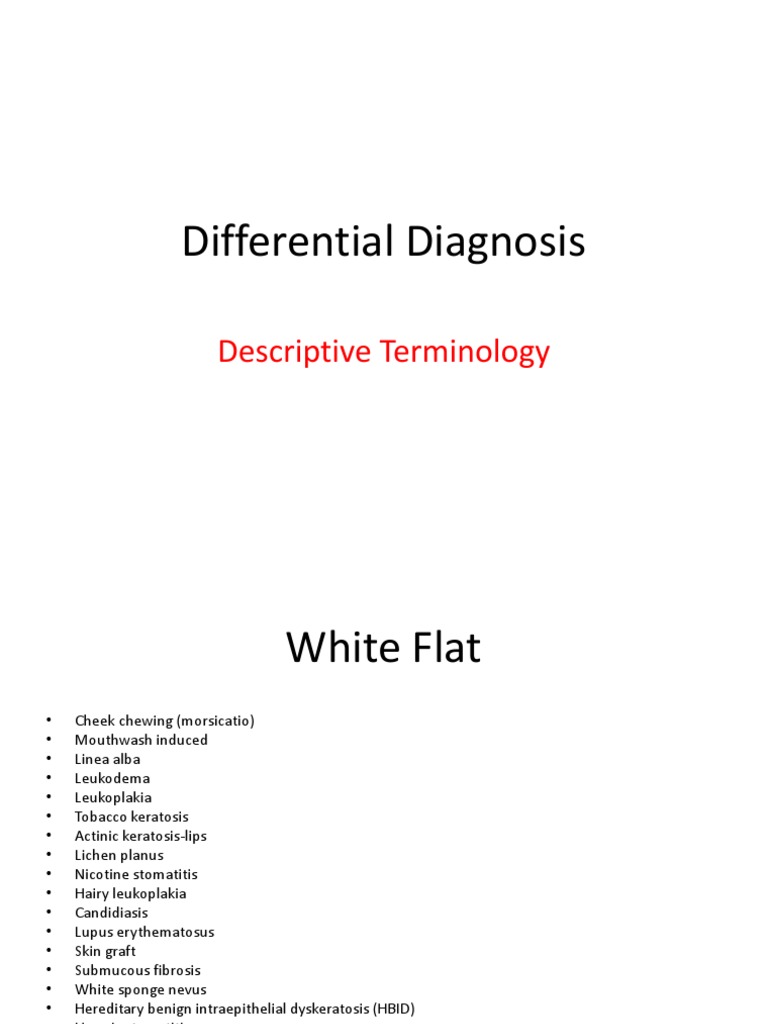 Differential Diagnosis Guide for Descriptive Oral Lesions | PDF ...