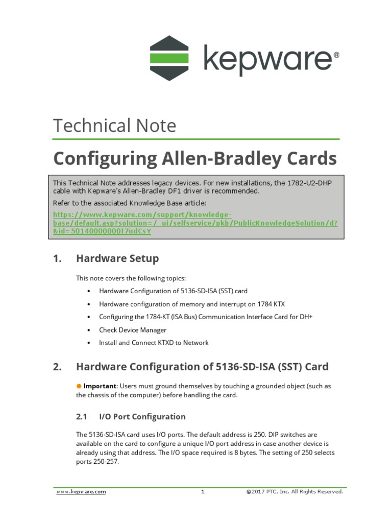 Configuring Allen-Bradley Cards | PDF | Ibm Pc Compatibles | Computer Engineering