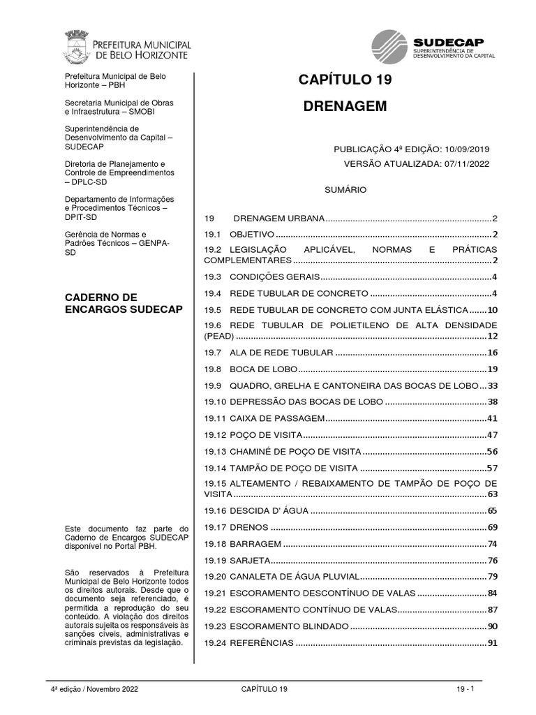 Cap19 - Drenagem Pluvial Sudecap | PDF | Ferro fundido | Concreto