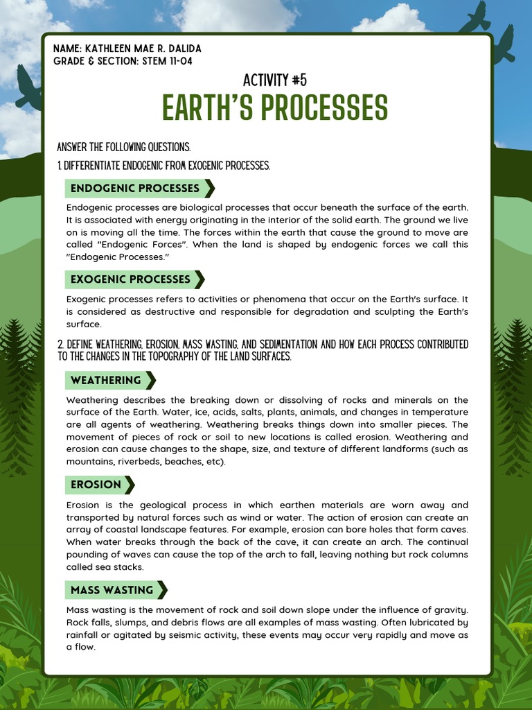 (Dalida) Activity #5 Earth's Processes | PDF | Plate Tectonics | Fault ...