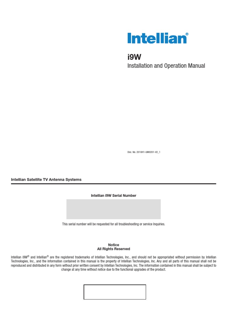 Intellian Installation Manuali9w - Manual | PDF | Screw | Wi Fi