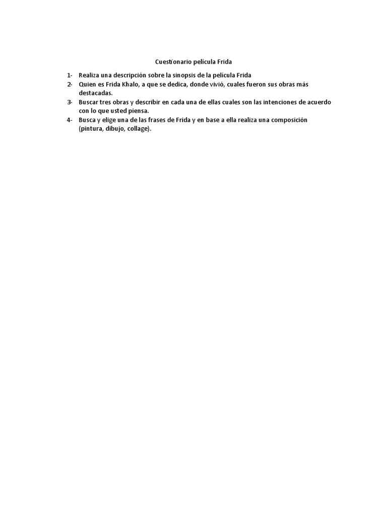Cuestionario Película Frida | PDF