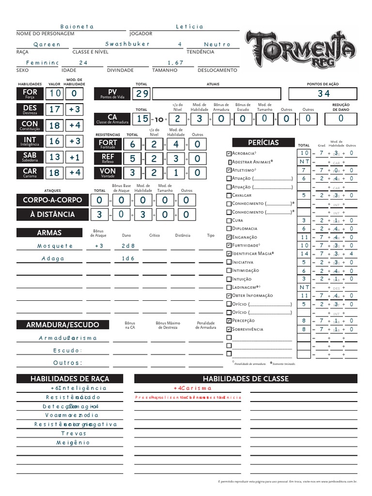 Trpg-Ficha Editavel | PDF