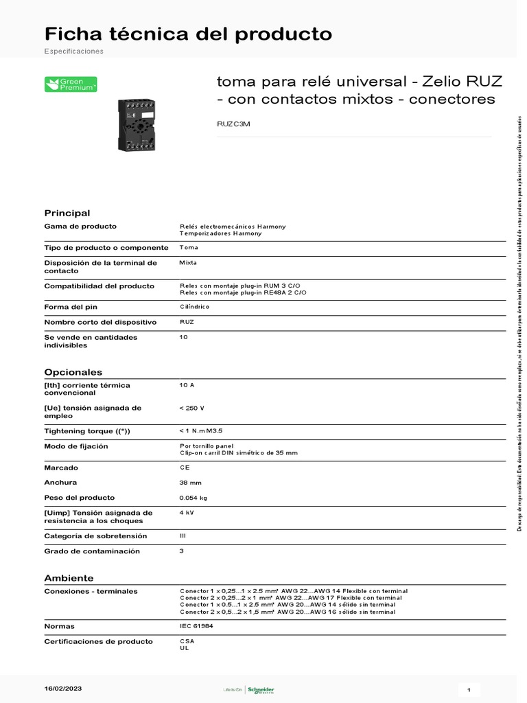 Zelio Time - RUZC3M | PDF | Relé | Ingenieria Eléctrica