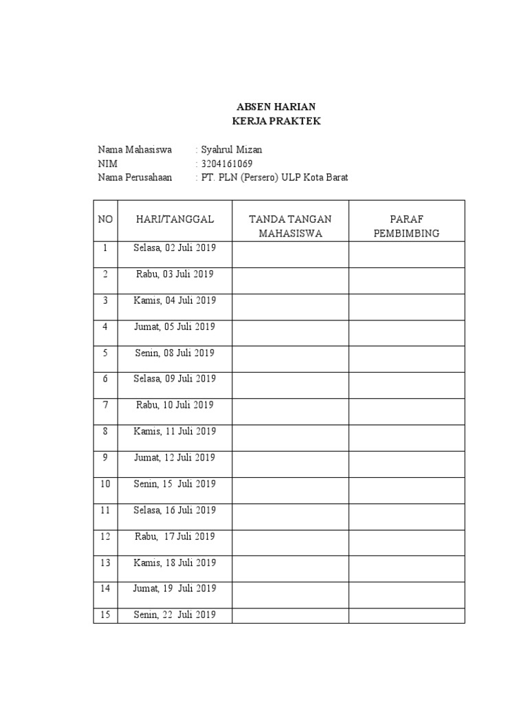 Absen Harian | PDF