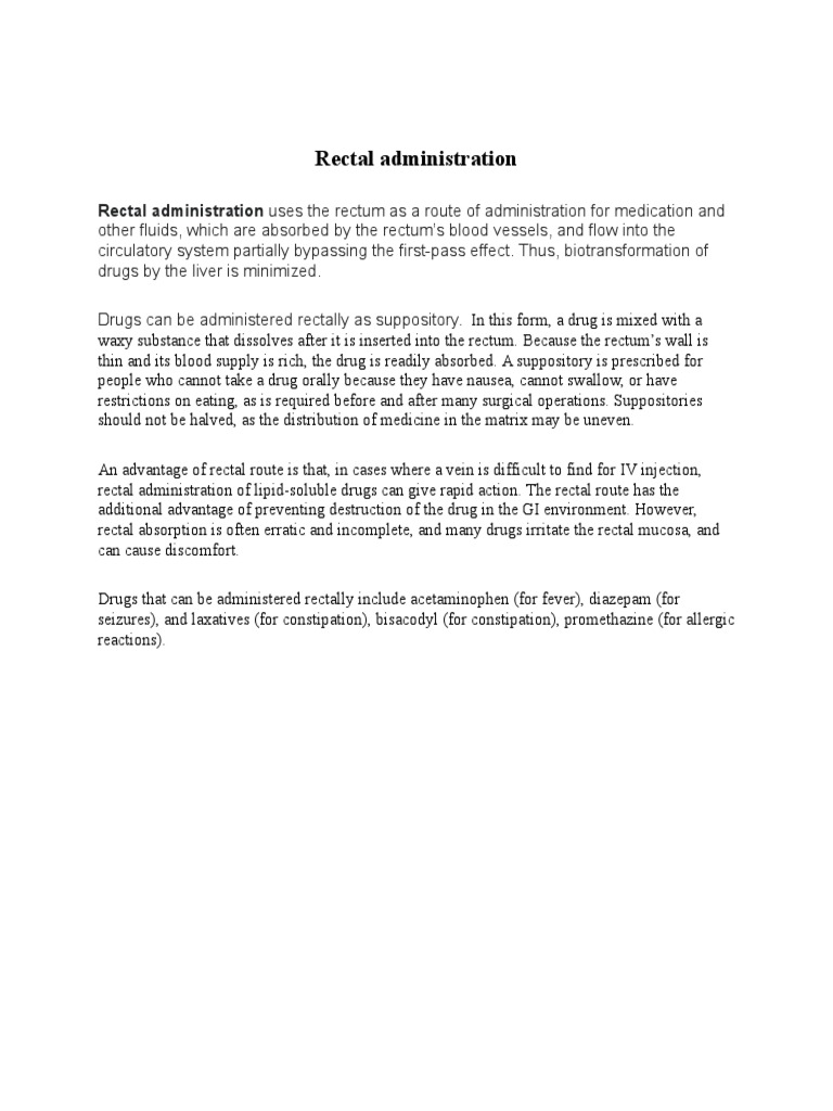 Advantages of Rectal Drug Administration | PDF