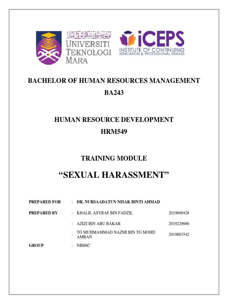 Training Module Sexual Harassment Pdf Needs Assessment Sexual