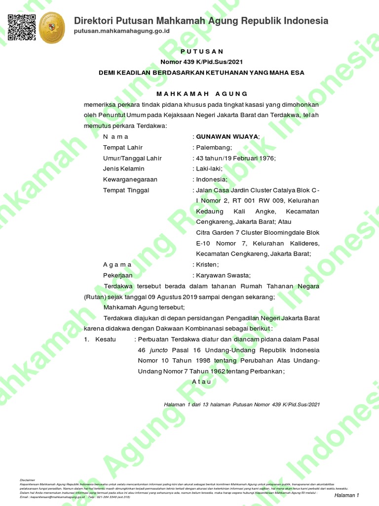 Putusan 439 K Pid - Sus 2021 20230224201625 | PDF