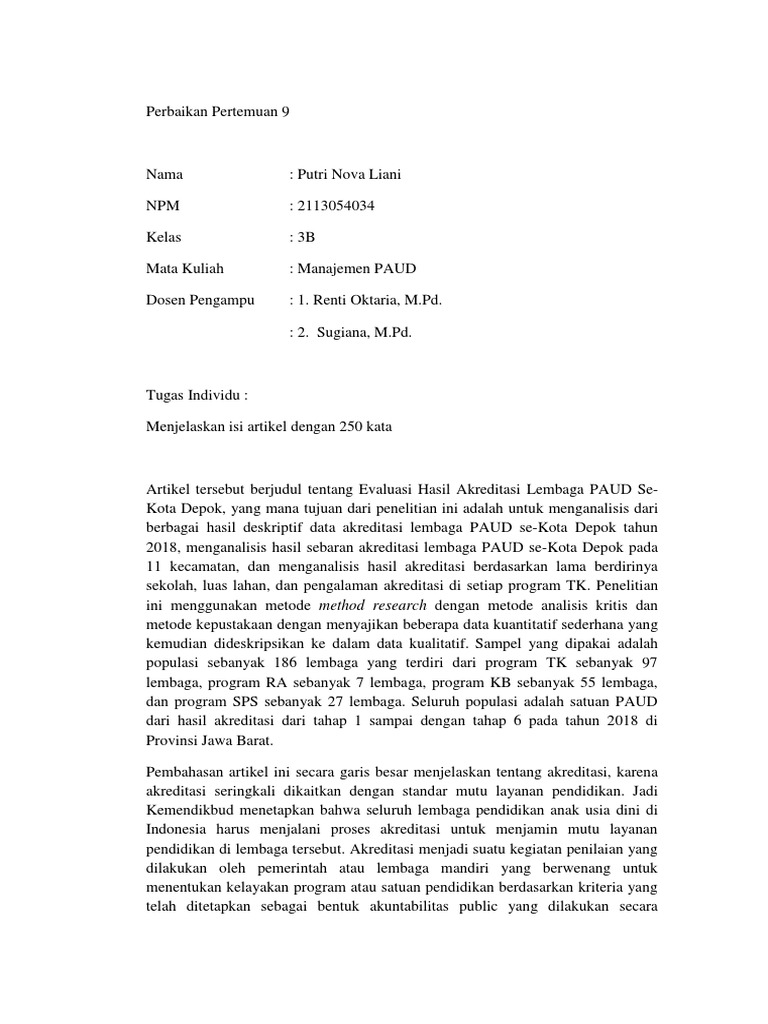 Putri Nova Liani - Tugas Individu - Pertemuan 9 - 3b | PDF