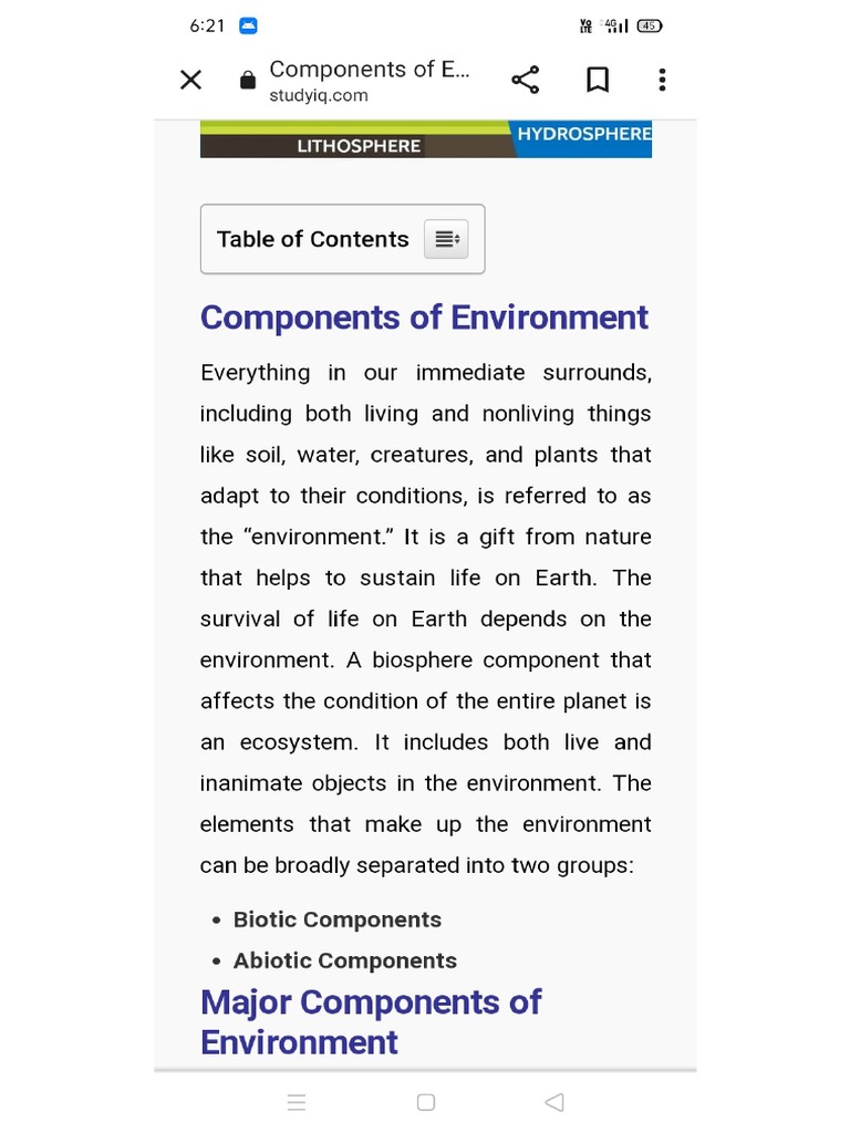 Components of Environment | PDF